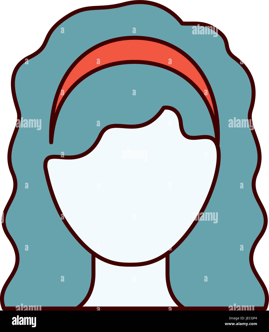 color sections silhouette faceless woman with wavy medium hairstyle and ...