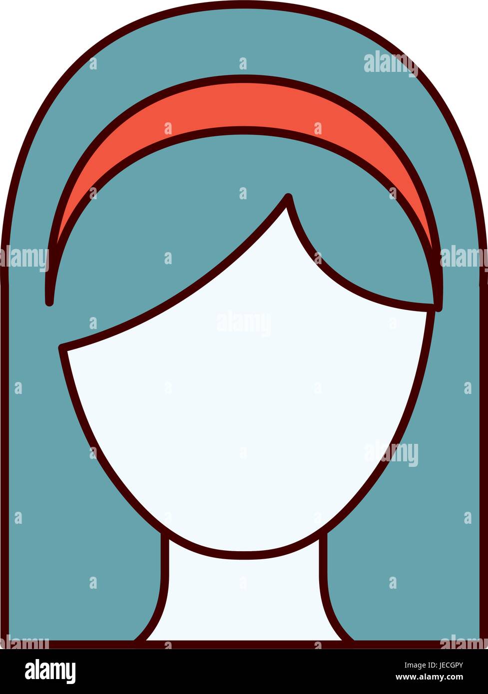 color sections silhouette faceless woman with straight medium hair and ...