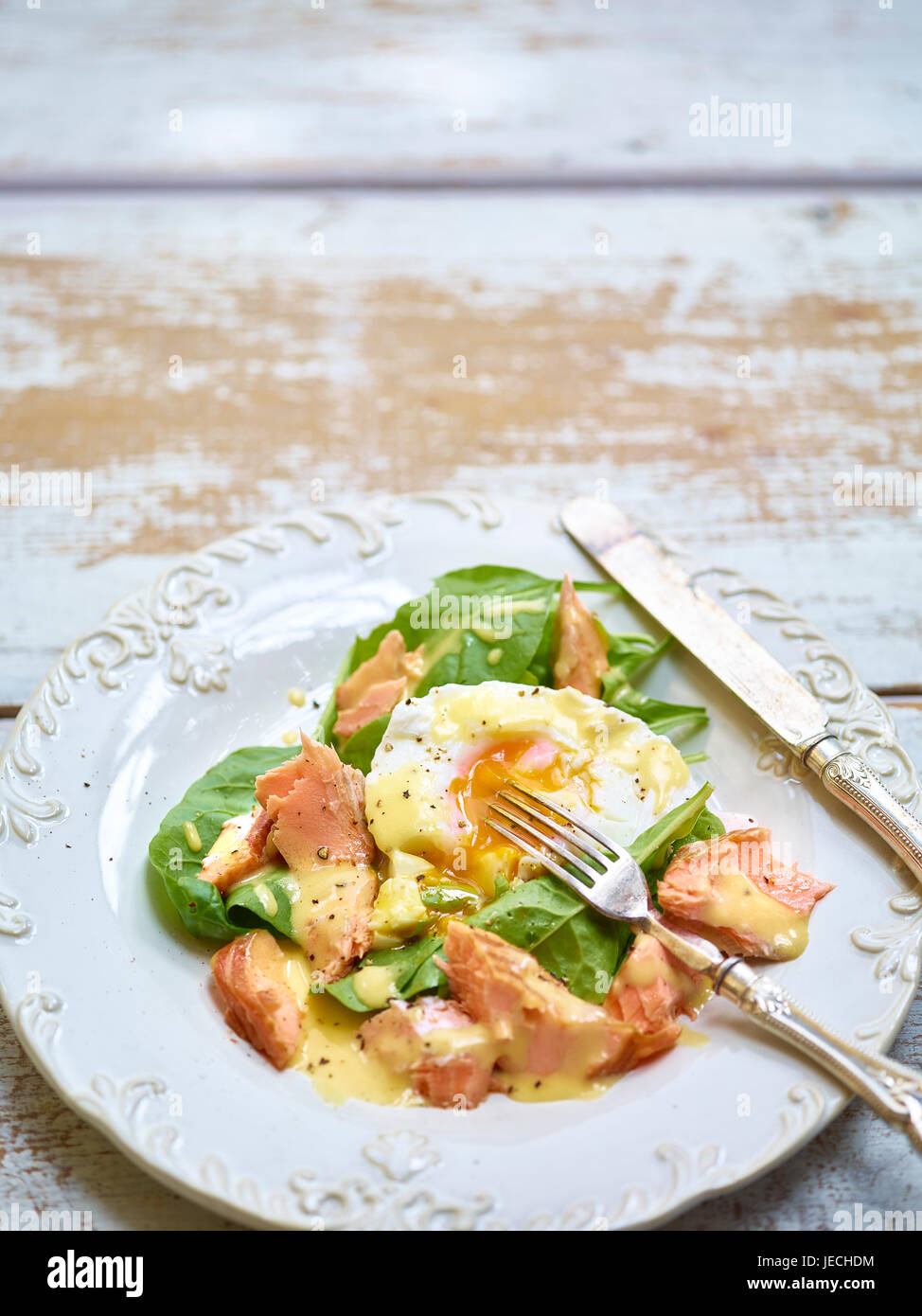 Poached salmon spinach hi-res stock photography and images - Alamy