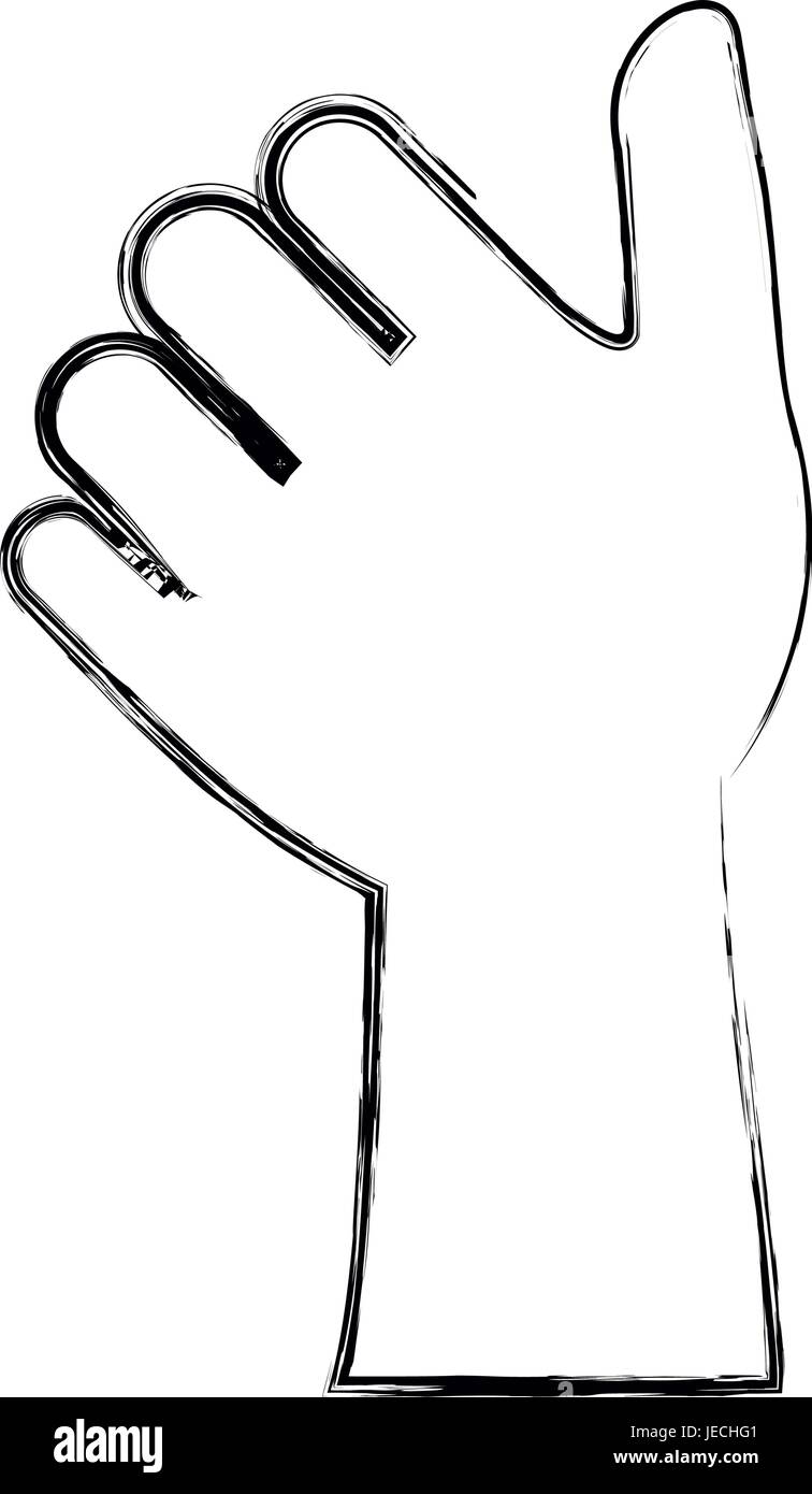monochrome blurred silhouette of left hand thumb up Stock Vector Image ...
