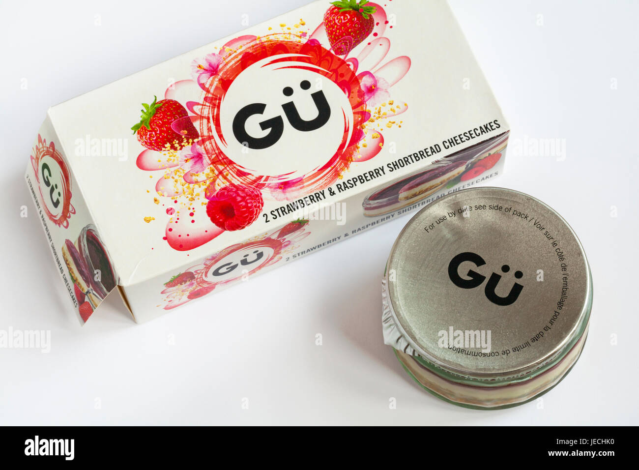 Gu strawberry & raspberry shortbread cheesecakes with one ramekin ...