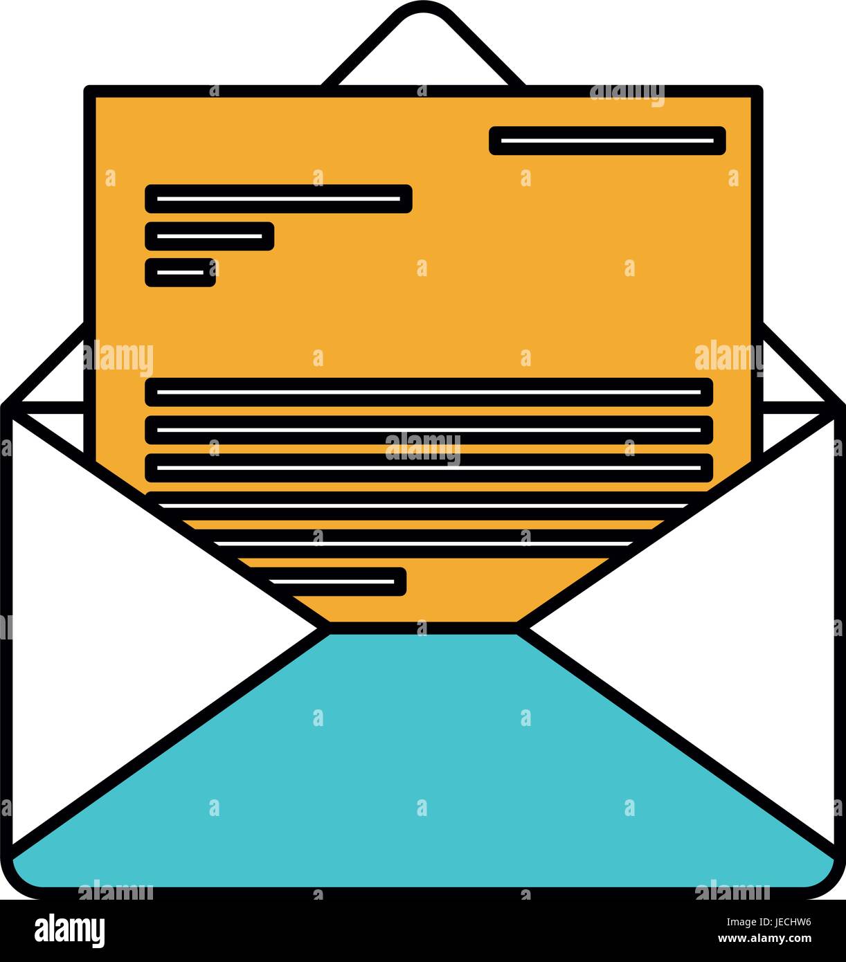 color sections silhouette of envelope mail opened with letter Stock ...