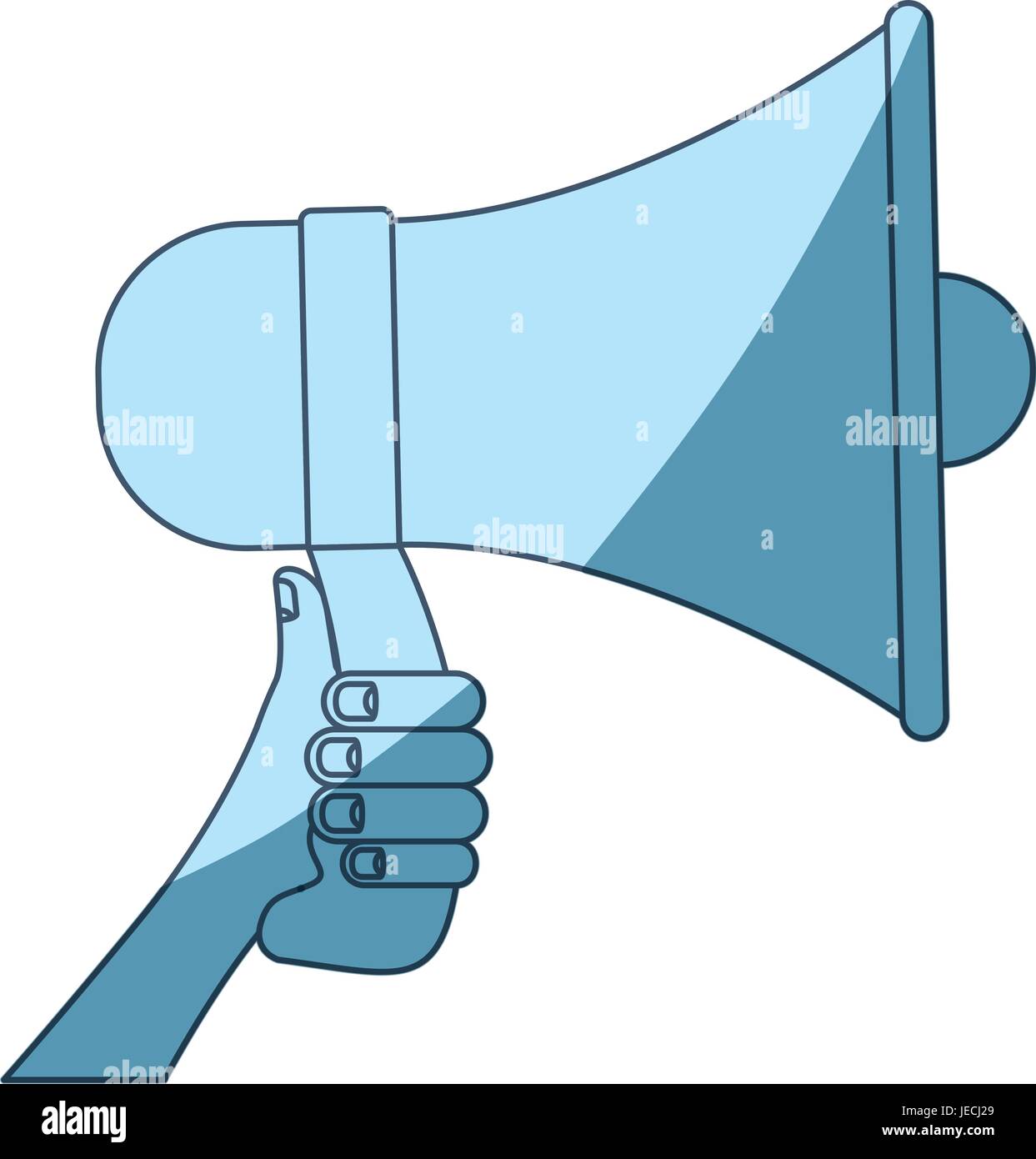 Blue Shading Silhouette Of Hand Holding Megaphone Stock Vector Image