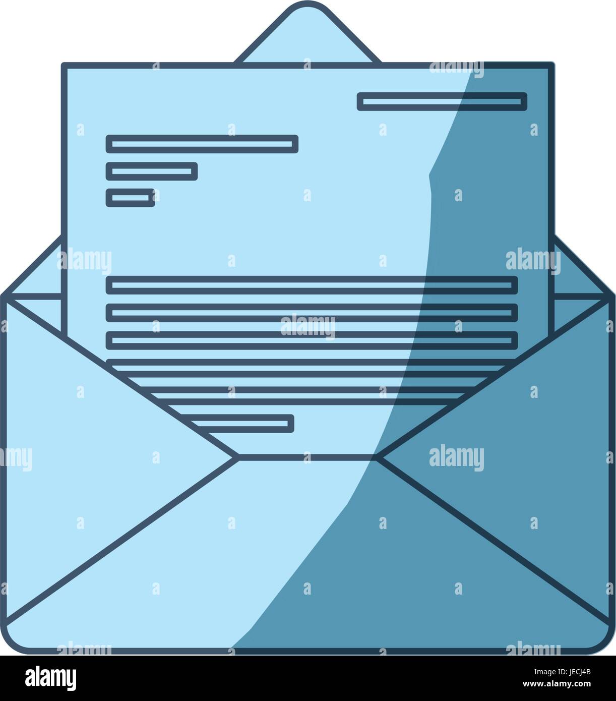 blue shading silhouette of envelope mail opened with letter Stock ...