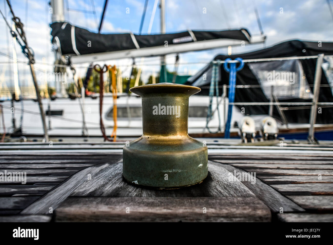 Old capstan on a sailing boat in marine. Szczecin Stock Photo - Alamy