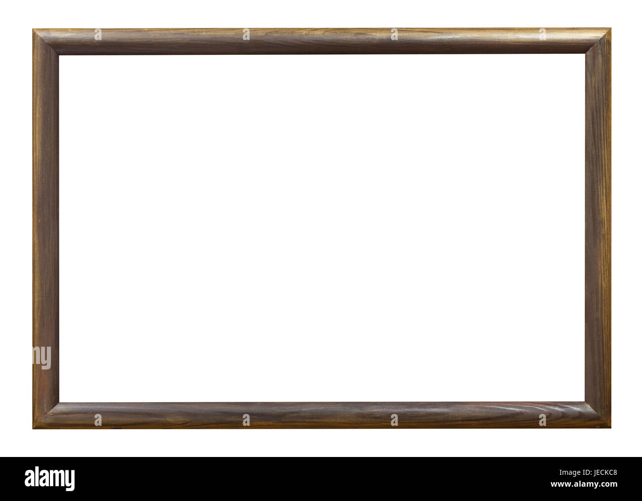 dark brown wooden simple narrow picture frame with cut out canvas ...