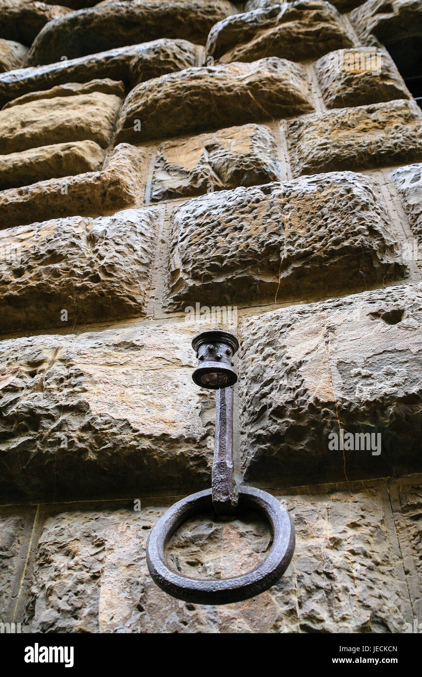travel to Italy - ring of hitching post on wall of medieval house on ...