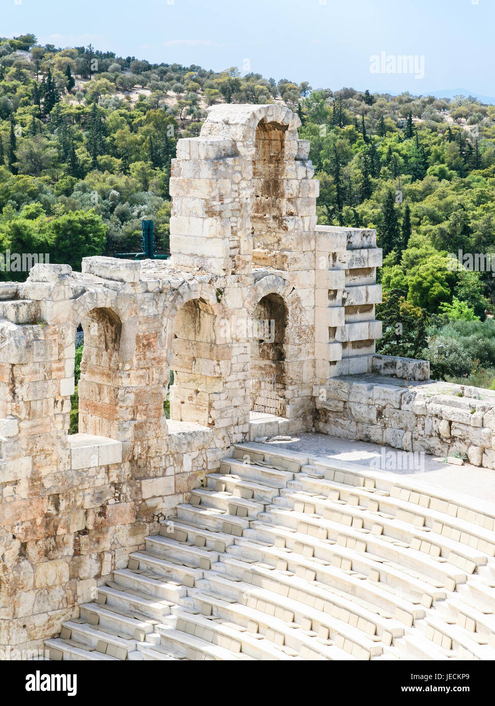 travel to Greece - wall and seats in Odeon of Herodes Atticus stone ...