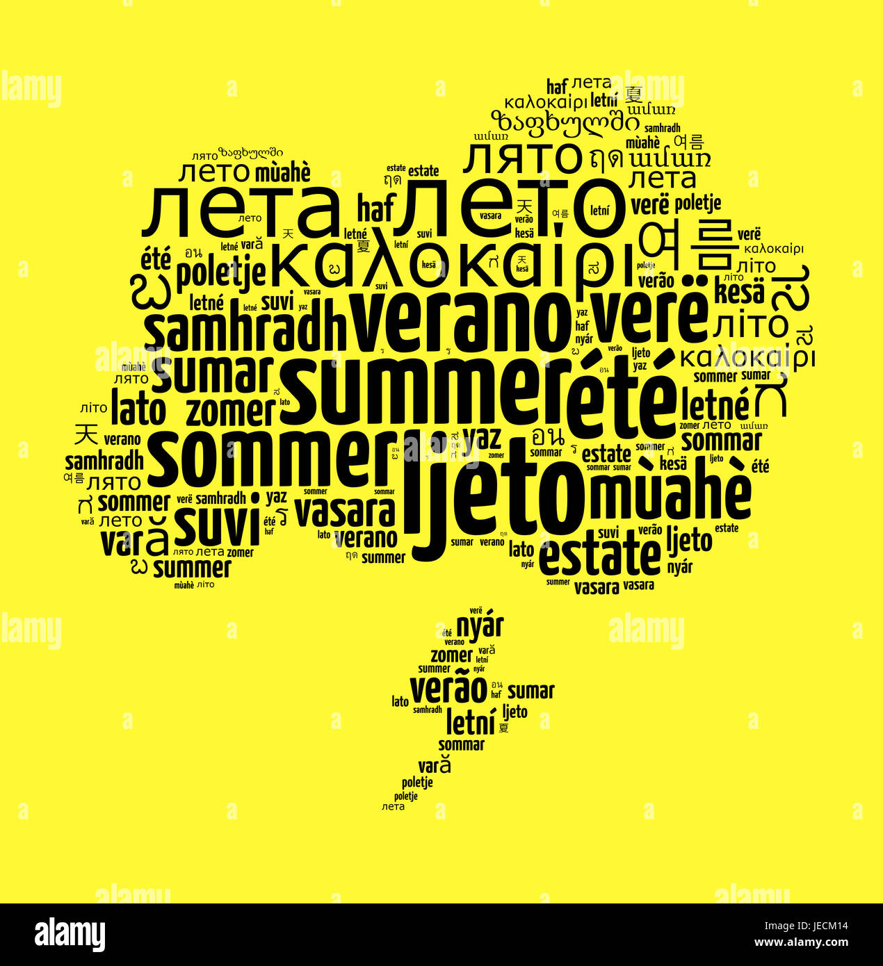 Word Summer in different languages word cloud concept Stock Photo - Alamy