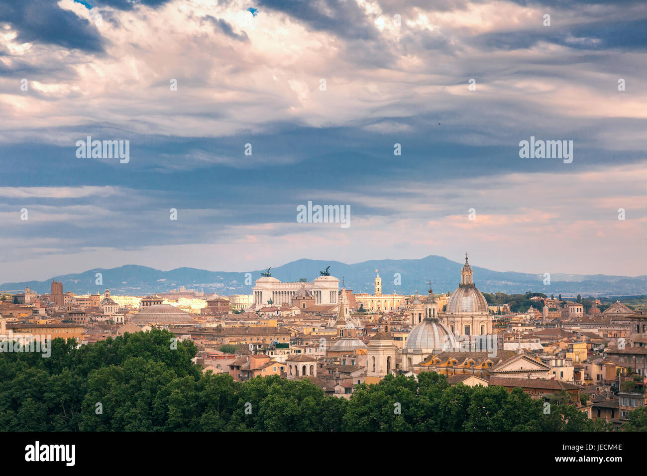 Aerial wonderful view of Rome at sunset, Italy Stock Photo - Alamy