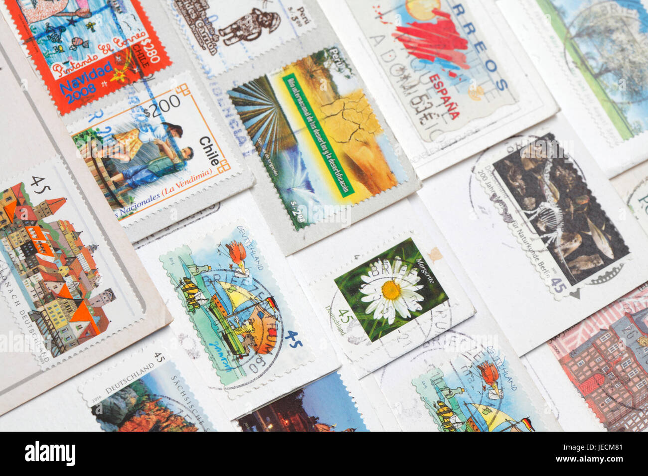 Poststamps on Postcards Stock Photo - Alamy