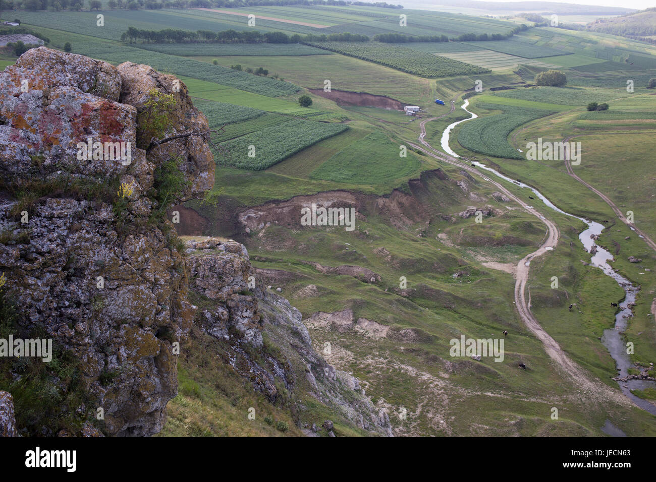 View from the top. The river flows between the slopes Stock Photo - Alamy