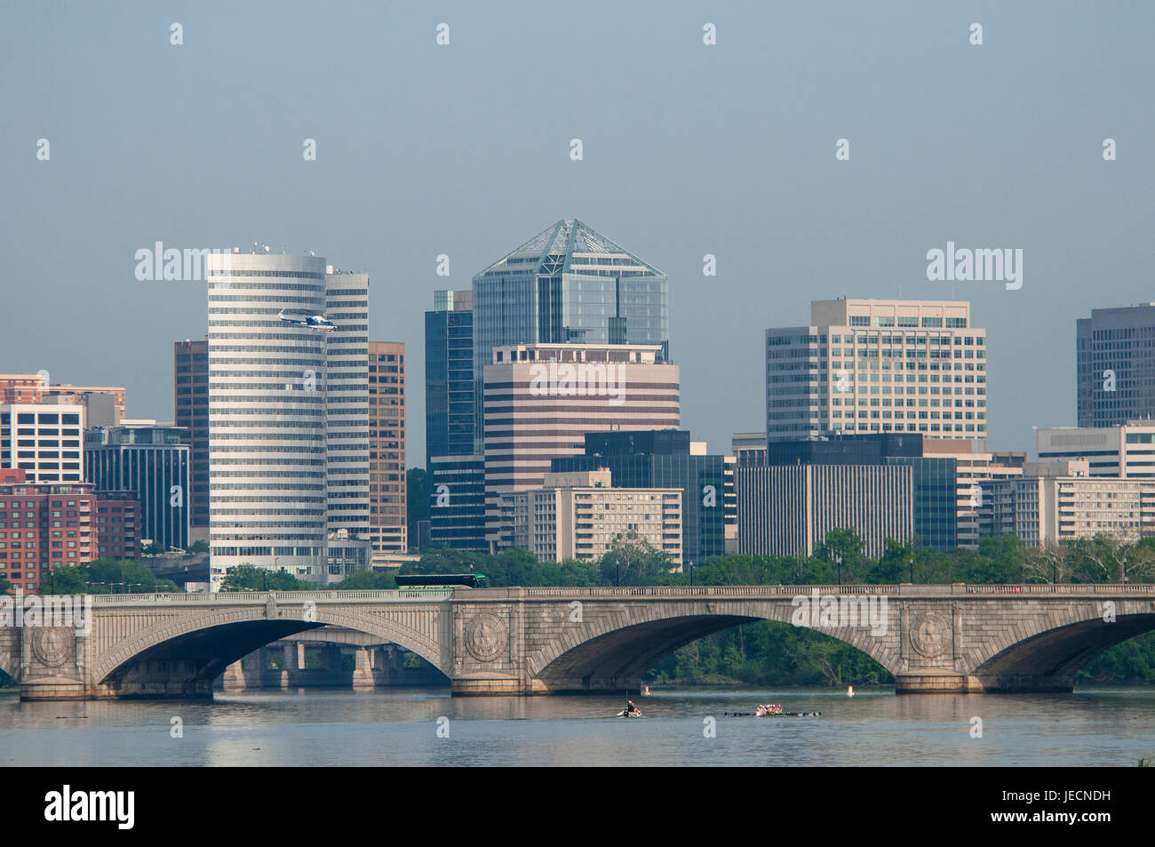 Arlington Virginia skyline over Arlington Memorial bridge and the ...