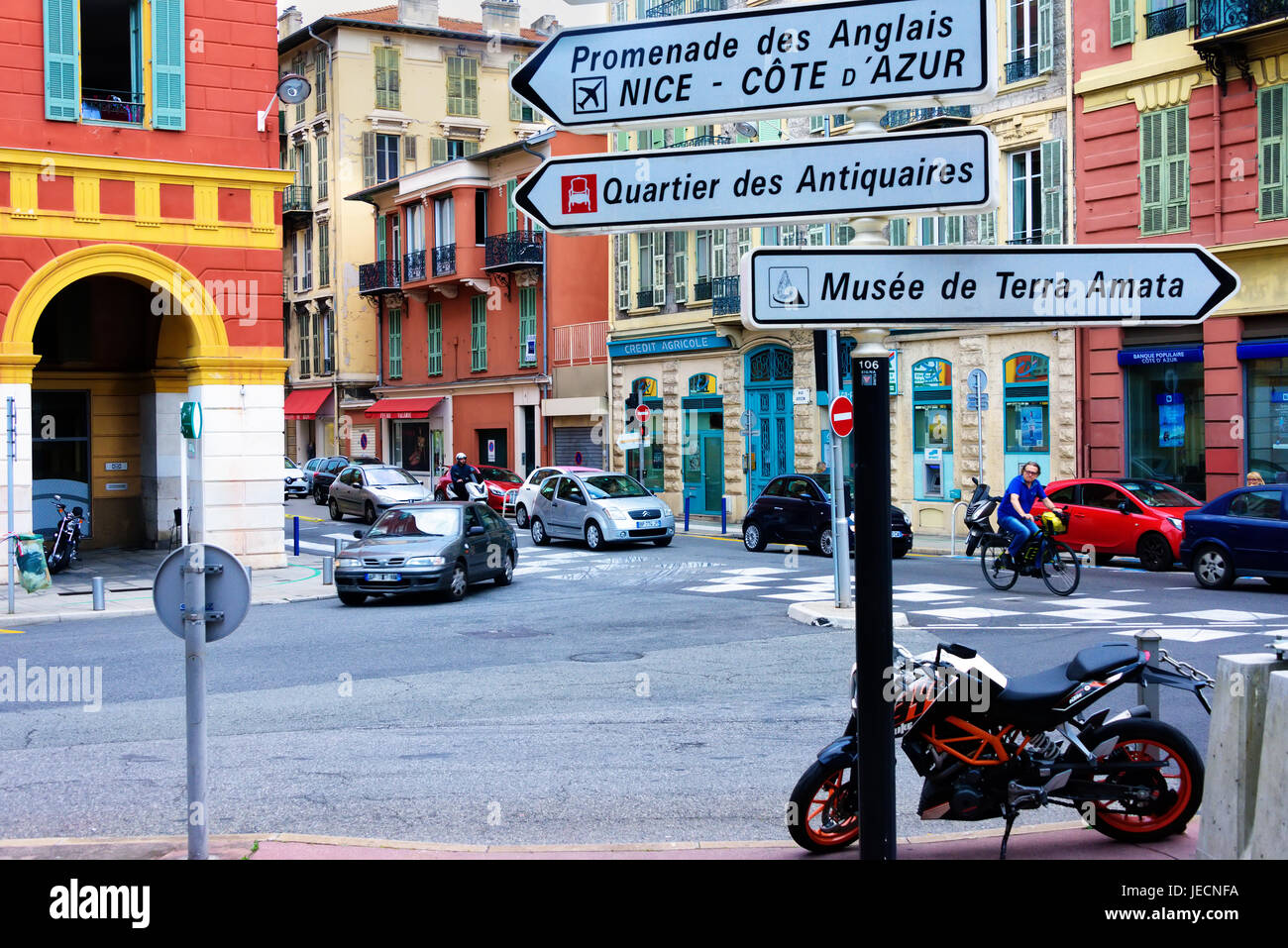 Nice, France - June 8, 2016: A central busy street in Nice, France ...