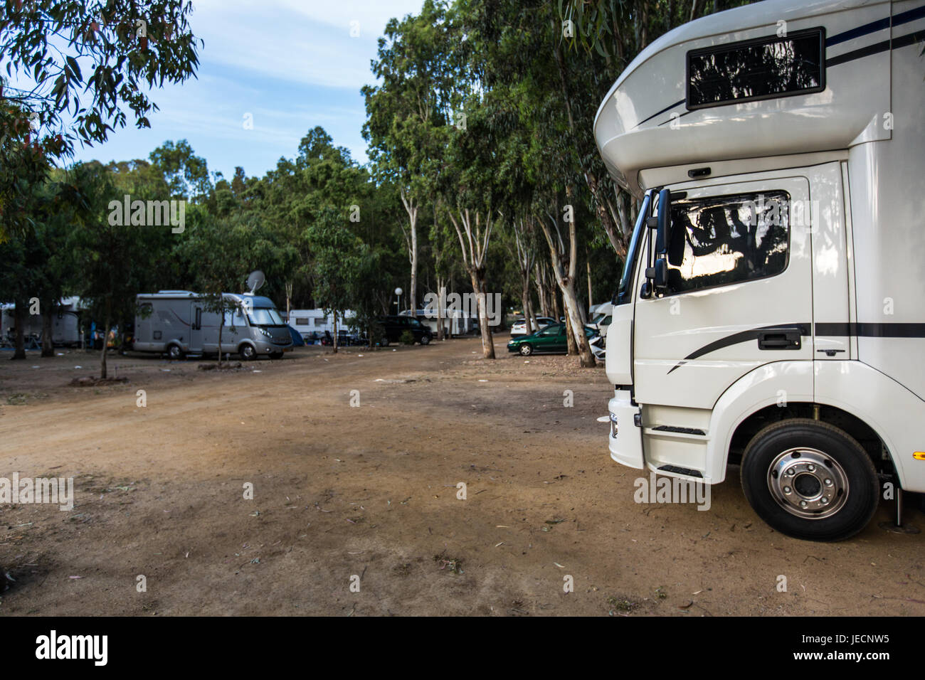 Motorhomes at campsite Stock Photo - Alamy