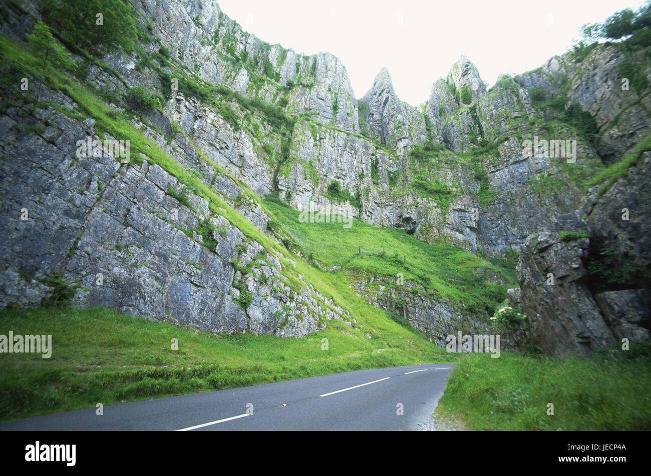 Great Britain, England, Somerset, cheddar Gorge, country road, rock ...