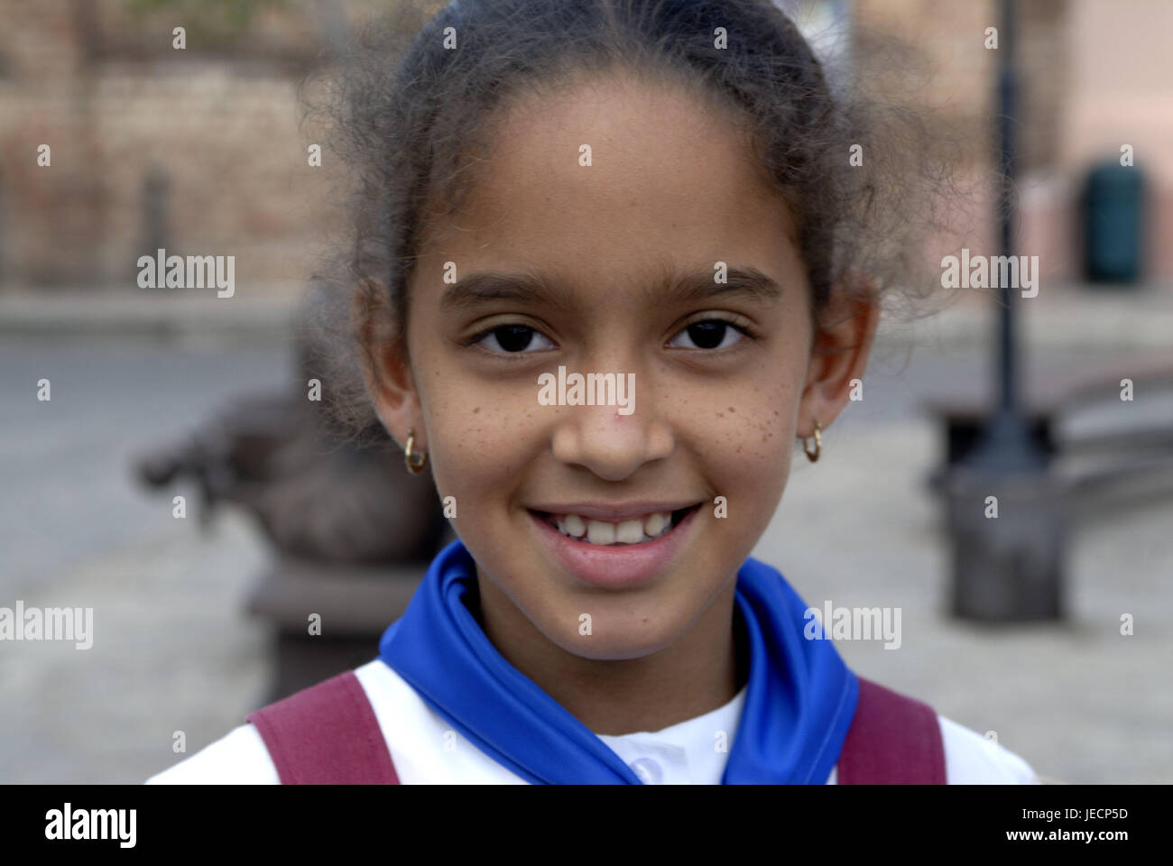 Cuba, Camagüey, schoolgirl, smile, portrait, the Caribbean, island ...