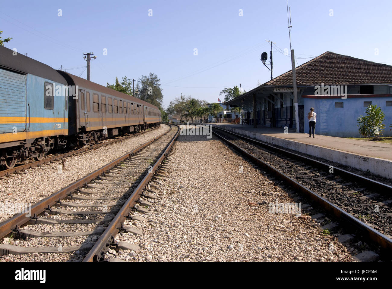 Cuba, Sancti spirit, railway station, the Caribbean, island, provincial ...
