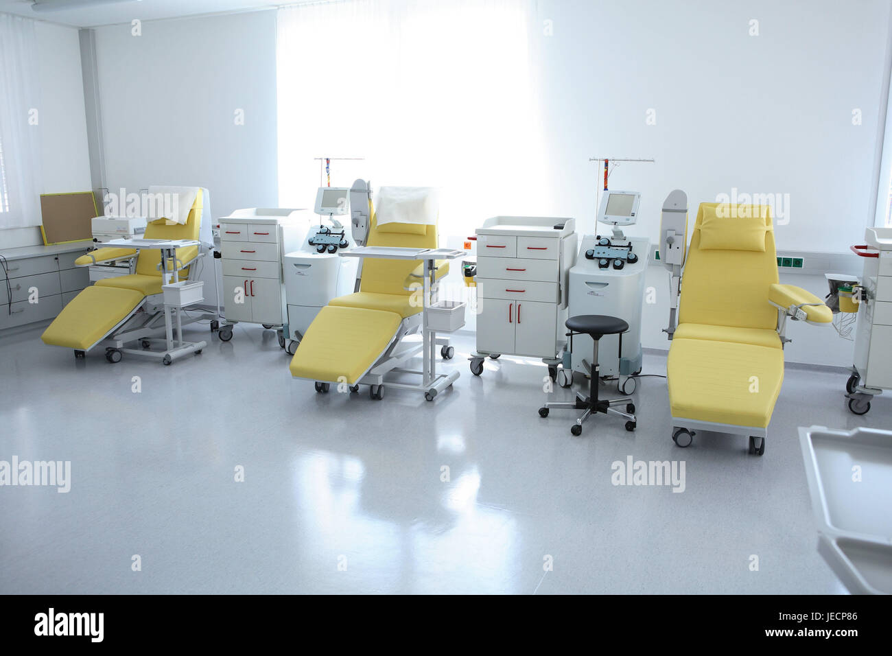 Clinic, blood donation room, seats, cell separator, Thrombozytapherese ...