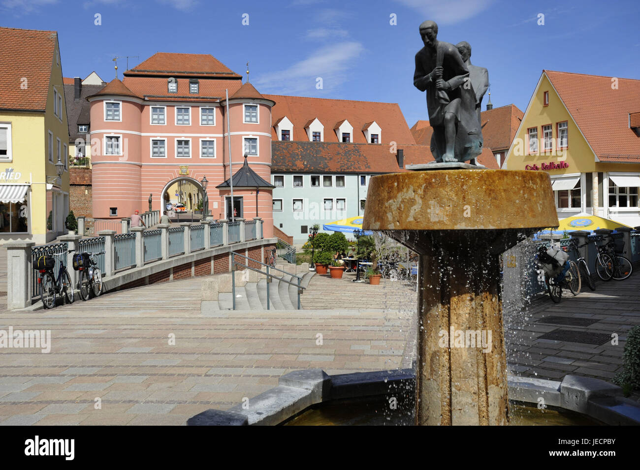 Germany, Bavaria, Donauwoerth, Rieder gate, fishing well Stock Photo ...