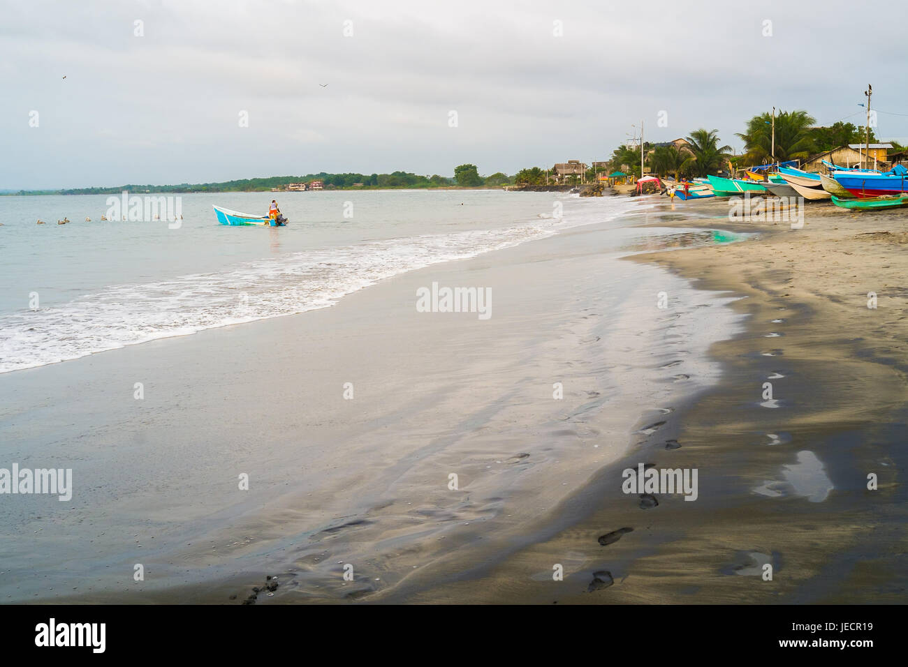 Mompiche beach and harbour, Ecuador Stock Photo - Alamy