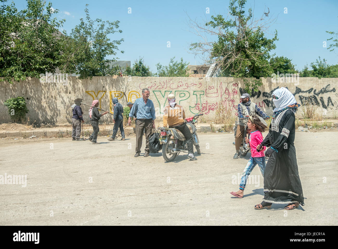 Kurdish Revolutionary Political Party graffiti on walls in Hasakeh ...