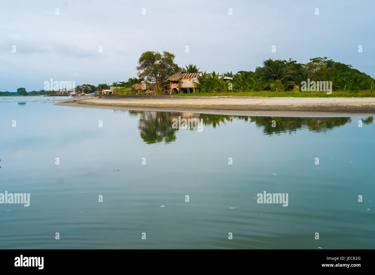 Beach of Mompiche at sunset, Ecuador Stock Photo - Alamy
