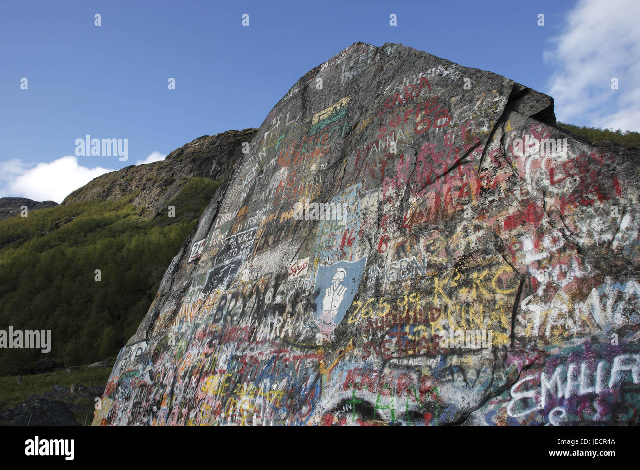 Graffiti on a rock close Tromsö with Nordkjosbotn Stock Photo - Alamy