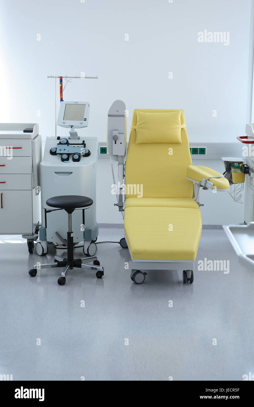 Clinic, blood donation room, seat, cell separator, Thrombozytapherese ...