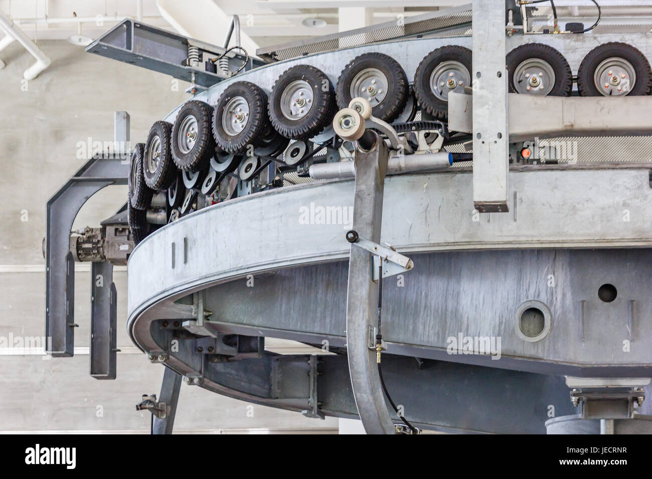 close-up of Cable car rolls in Sun Moon Lake Cable Car Transporting ...