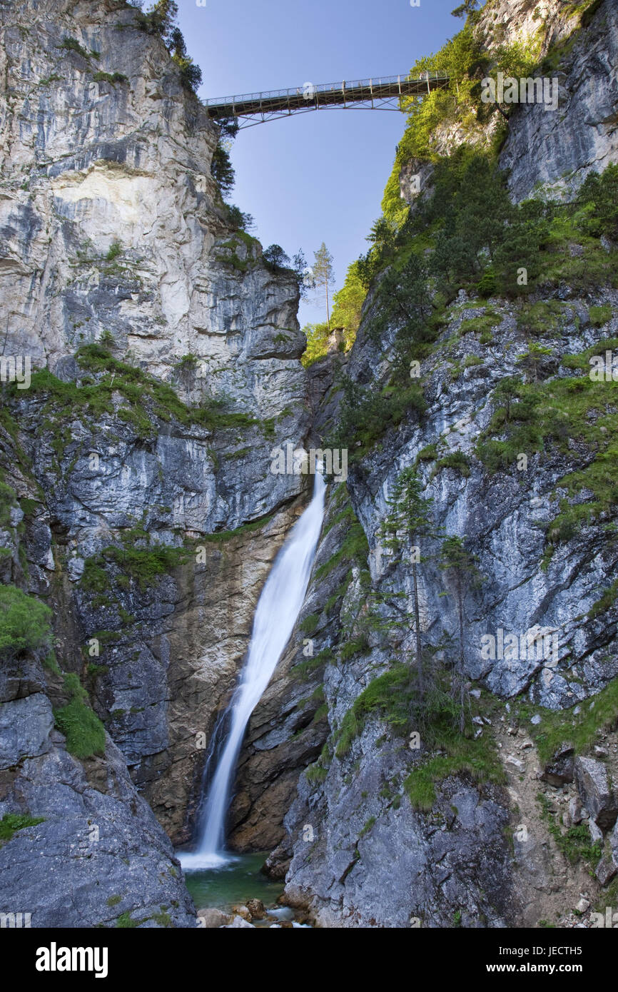 Marien's bridge about the Pöllatschlucht with waterfall, swan's region ...
