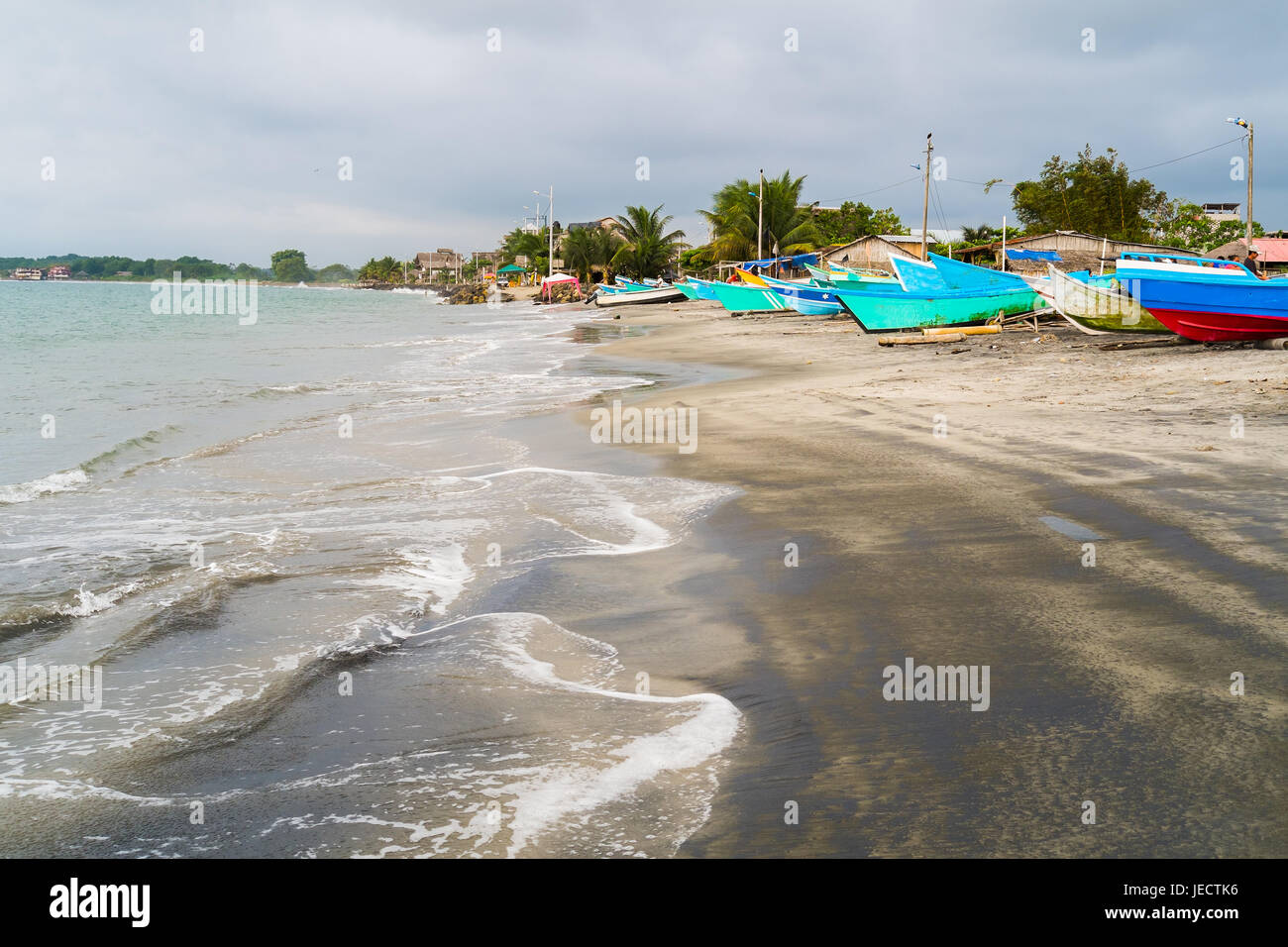 Mompiche beach and harbour, Ecuador Stock Photo - Alamy
