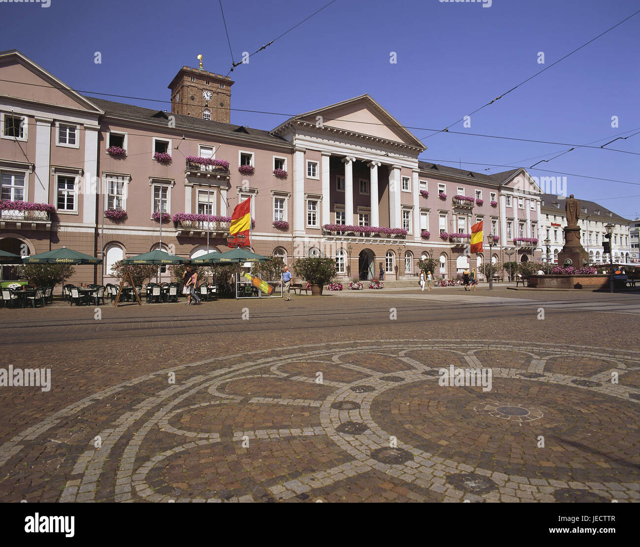 Germany, Baden-Wurttemberg, Karlsruhe, marketplace, city hall, town ...