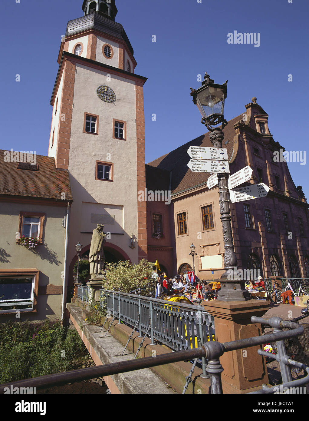 Germany, Baden-Wurttemberg, Ettlingen, nightmare bridge, city hall, town, building, facade ...