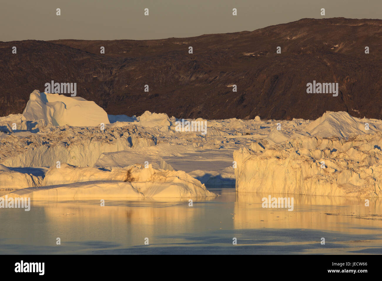 Greenland, Disco Bay, Ilulissat, ice cream fjord, icebergs, coastal ...