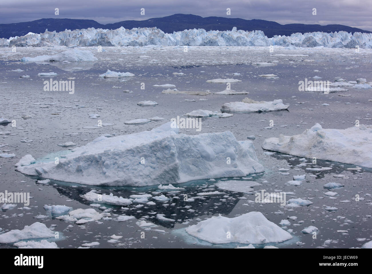 Greenland, Disco Bay, Ilulissat, ice cream fjord, icebergs, drift ice ...