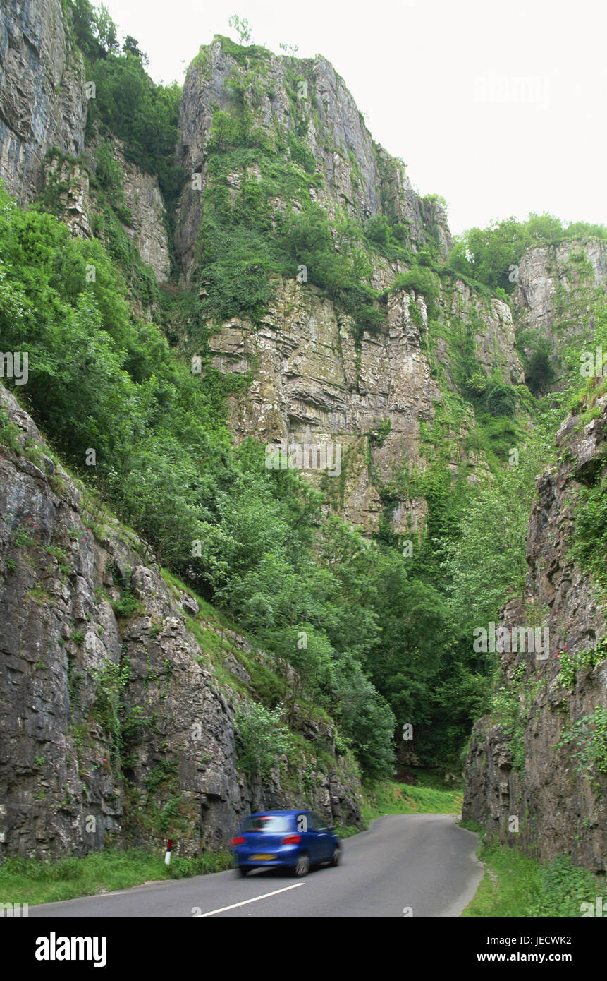 Great Britain, England, Somerset, cheddar Gorge, country road, rock ...