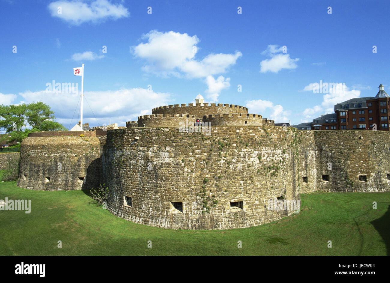 Great Britain, England, Kent, Dover, Dover Castle, defensive walls ...