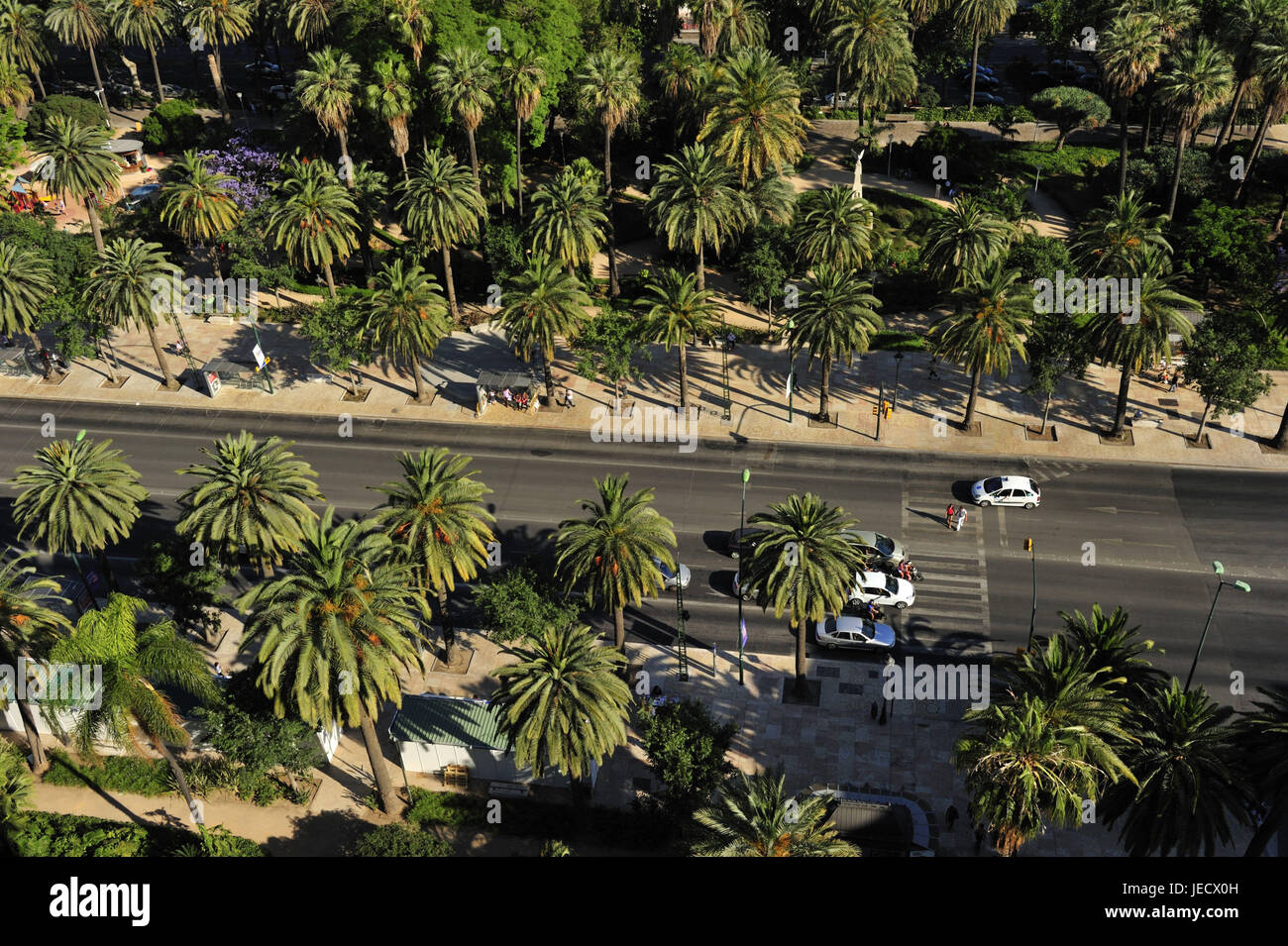 Spain, Malaga, view at the panoramic way Paseo del Parque Stock Photo ...