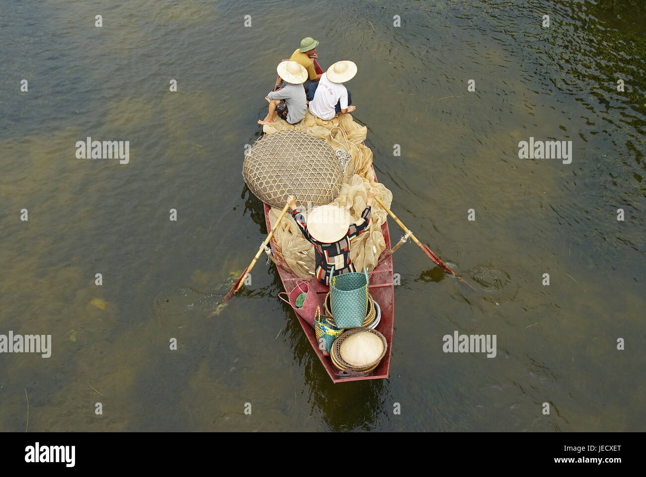 Asia, Vietnam, people in the oar boot on the way Stock Photo - Alamy