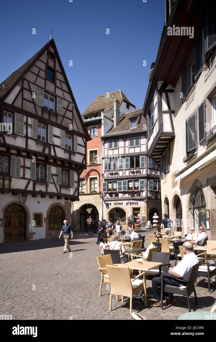 France, Alsace, Colmar, street cafe Stock Photo - Alamy