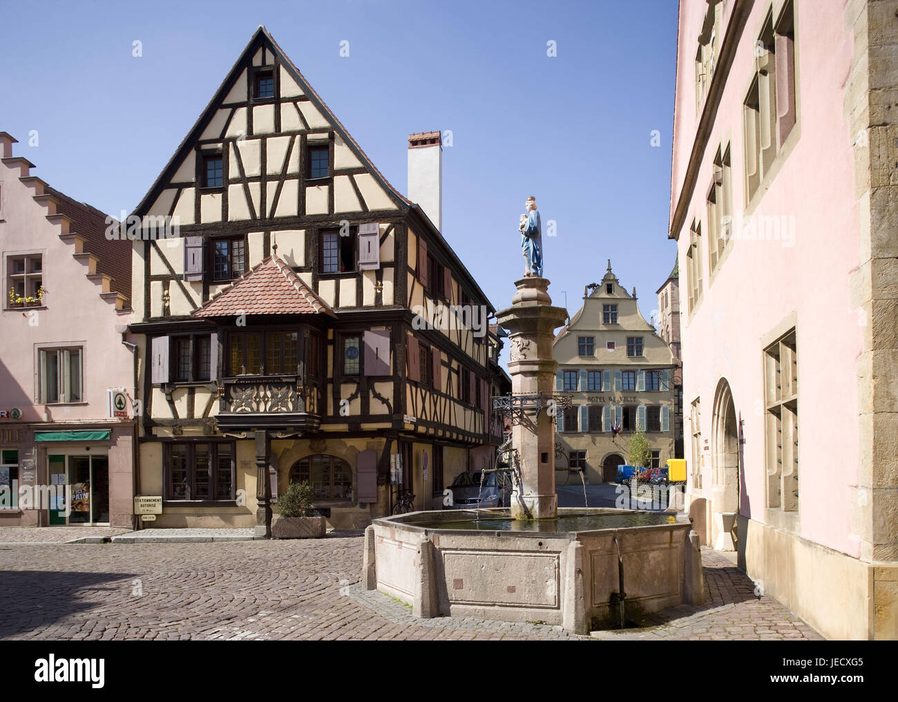 France, Alsace, home Turck, marketplace, well Stock Photo - Alamy