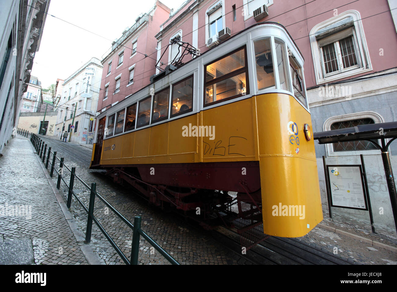 Portugal, Lisbon, city centre, square, Praca Rossio, trajectory, tram ...