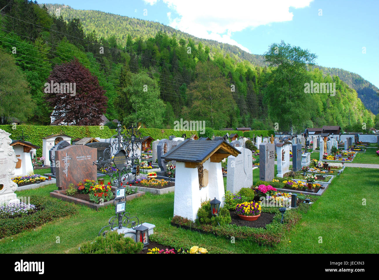 Germany, Bavaria, Werdenfels, Farchant, cemetery, tombs, South Germany ...