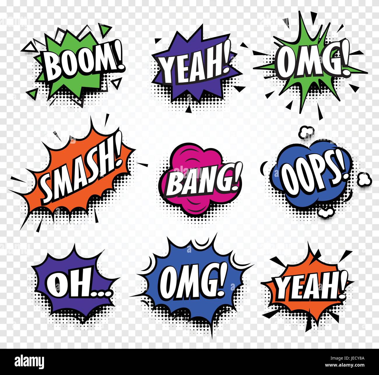 Isolated abstract colorful comics speech balloons icons collection on ...