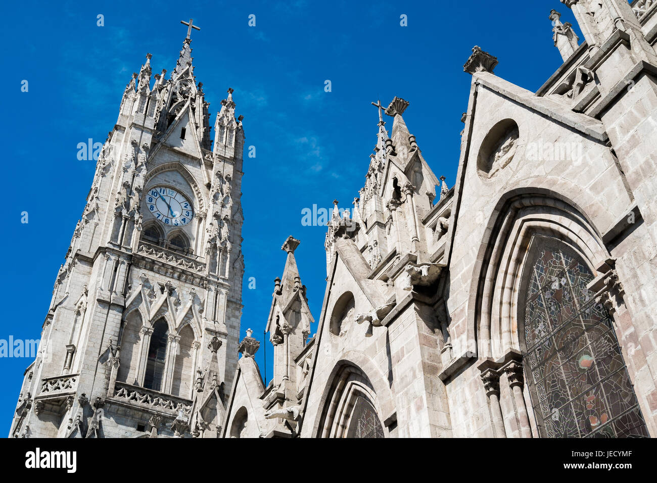 Architecture detail of the Basilica church in Quito, Ecuador Stock ...