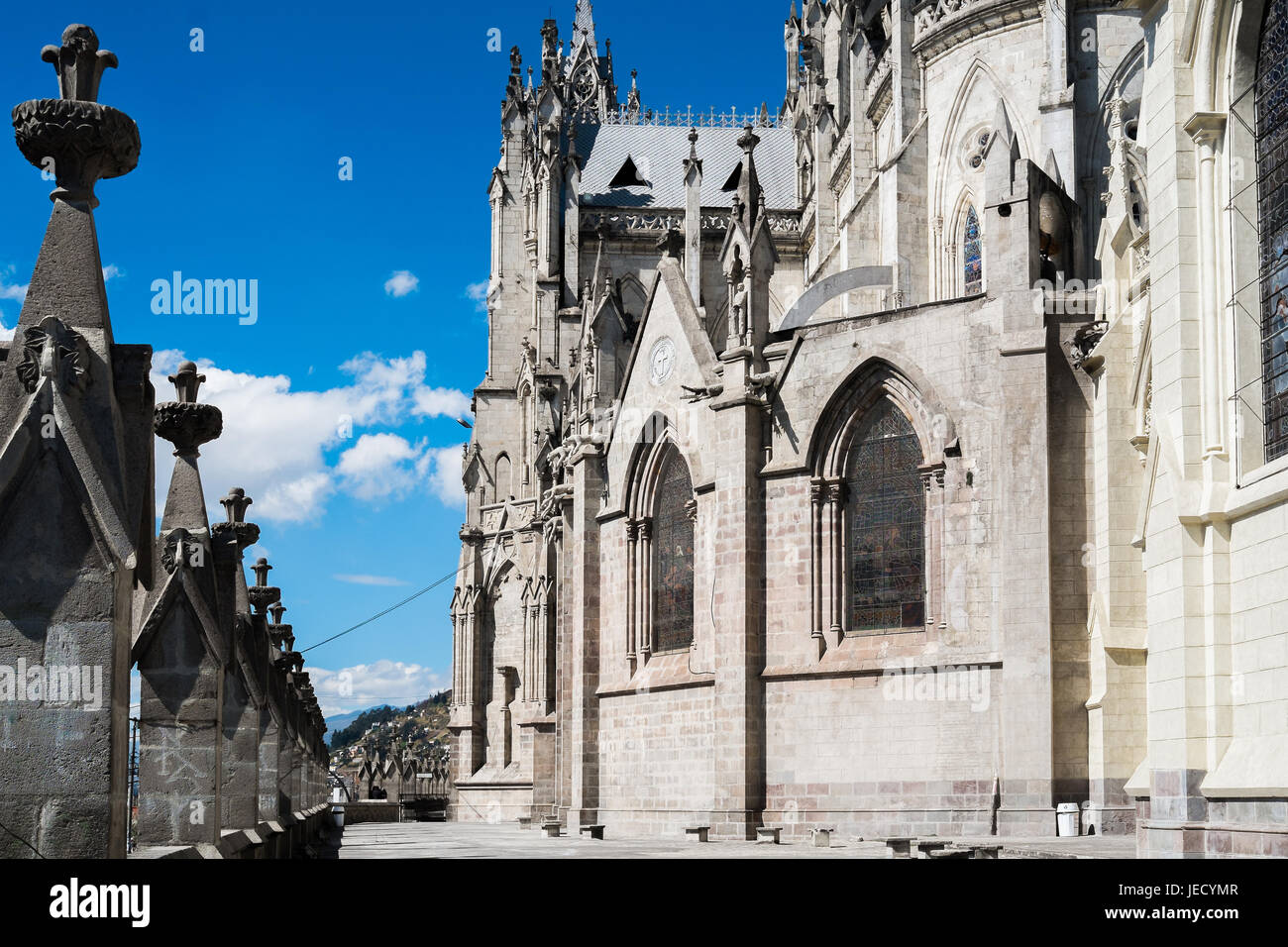 Architecture detail of the Basilica church in Quito, Ecuador Stock ...