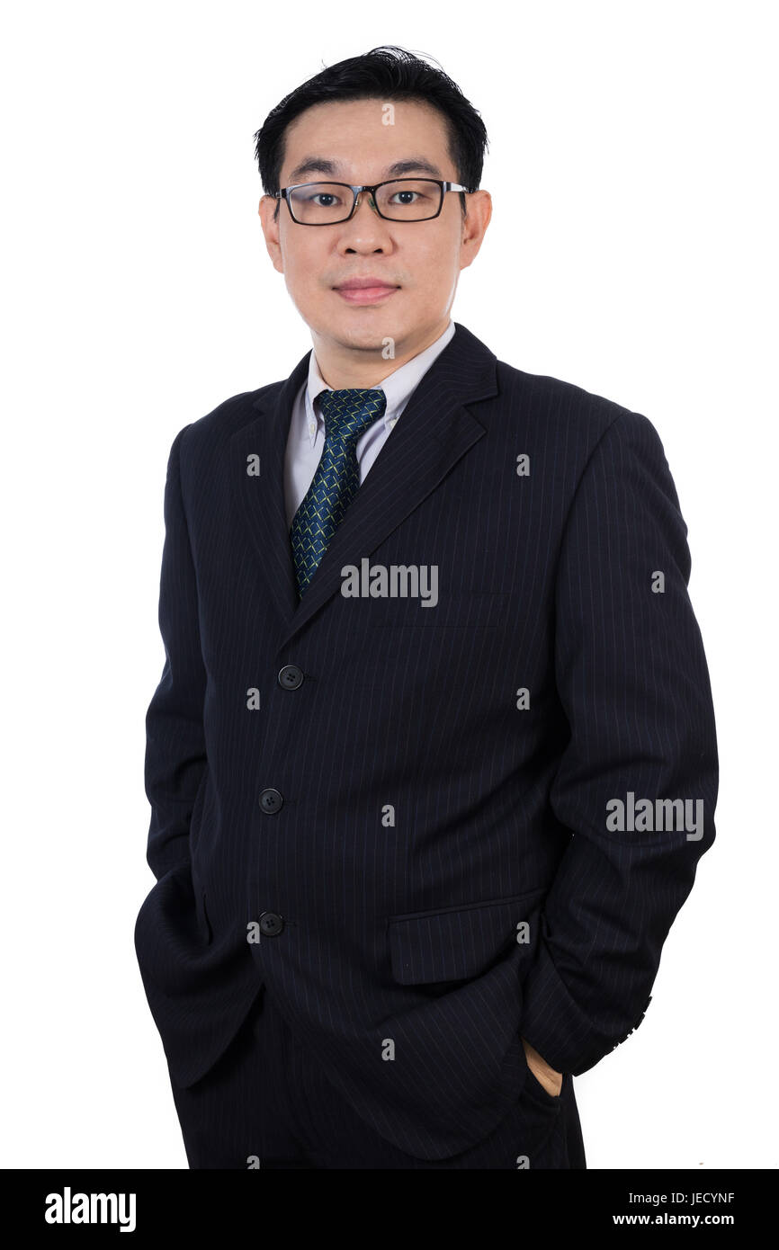 Smiling Asian Chinese man wearing suit posing with confident in ...