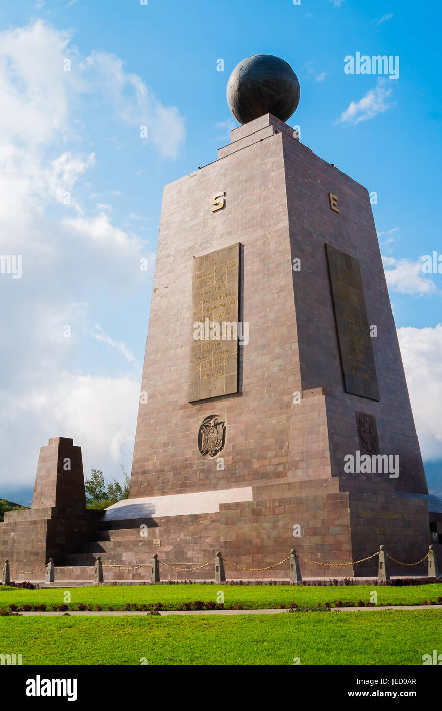Mitad del Mundo monument on the Equator line, Quito, Ecuador Stock ...