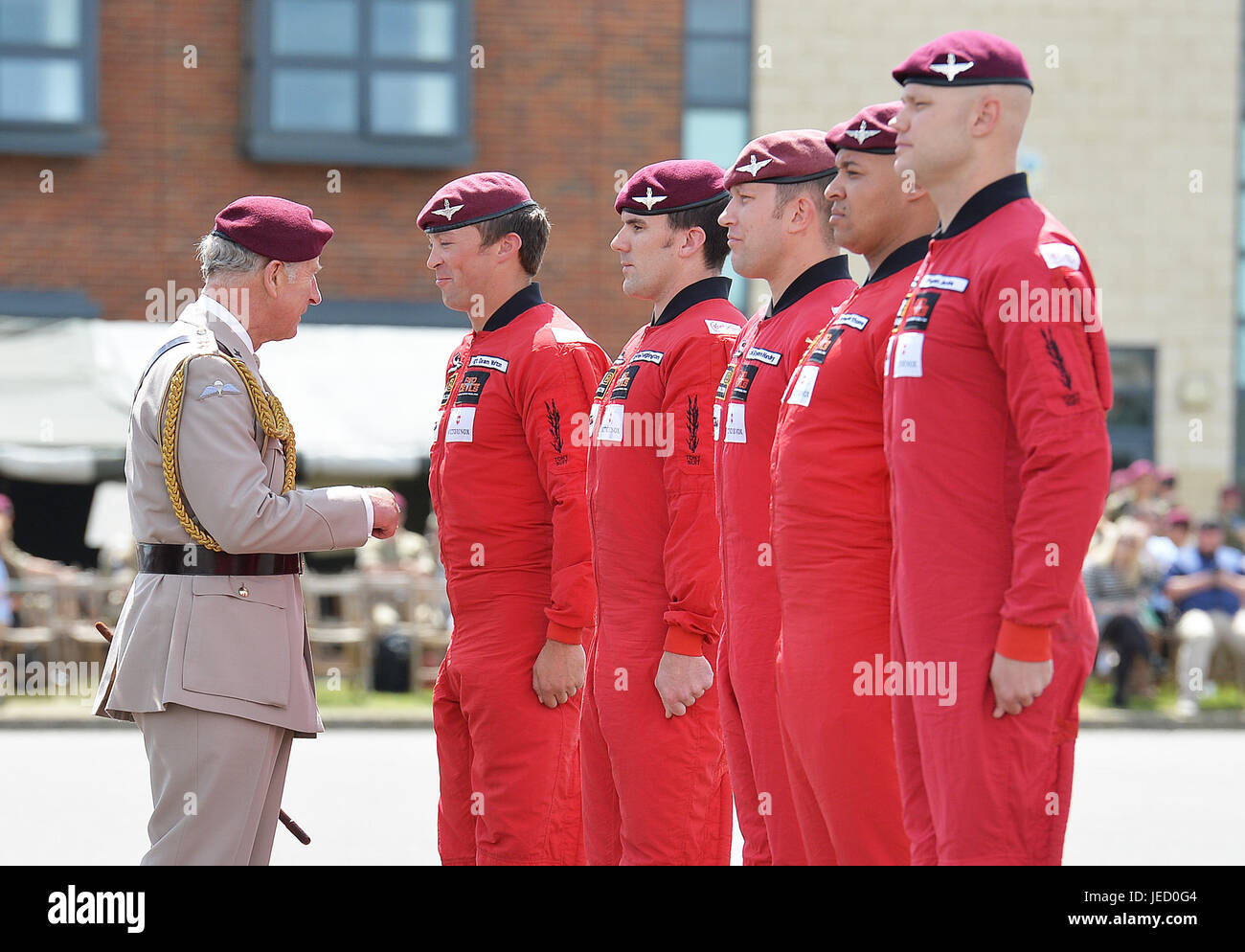 The Prince of Wales meets the Red Devils of the Para Regiment mascot ...